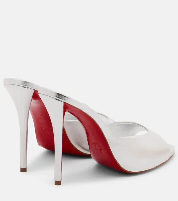 CHRISTIAN LOUBOUTIN Miss Z 100 Metallic Leather Mules - Silver