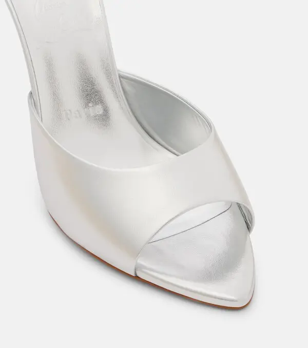 CHRISTIAN LOUBOUTIN Miss Z 100 Metallic Leather Mules - Silver