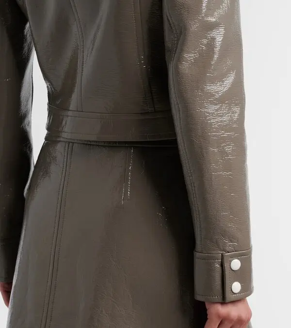 COURREGES Logo Vinyl Cropped Jacket - Grey