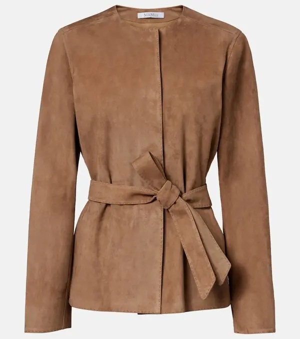 Max Mara Belted Suede Jacket - Beige
