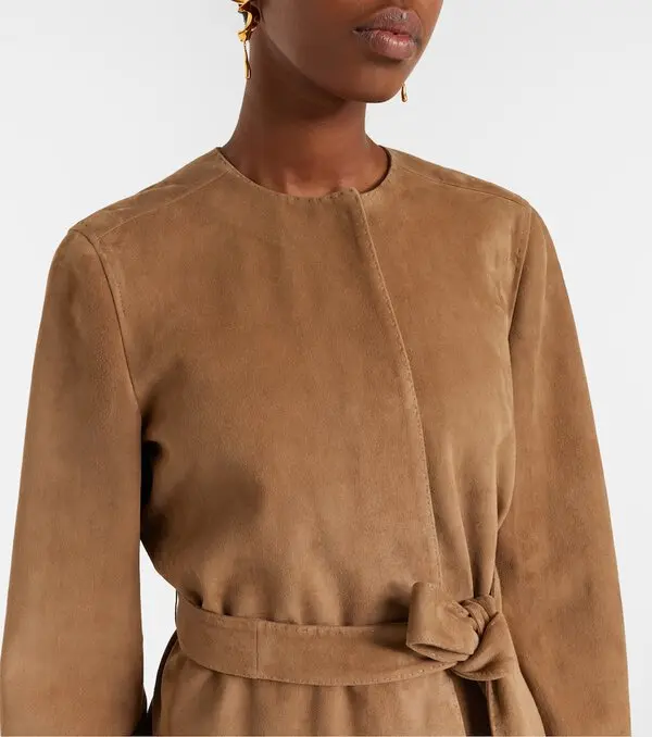 Max Mara Belted Suede Jacket - Beige
