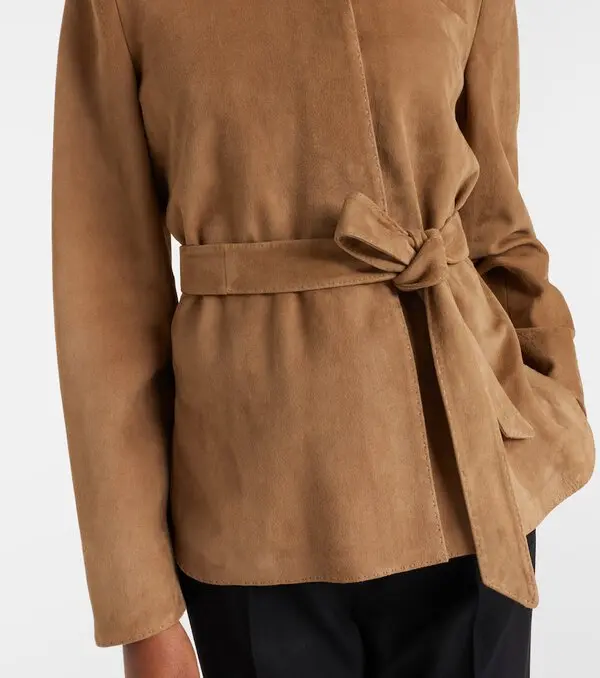 Max Mara Belted Suede Jacket - Beige