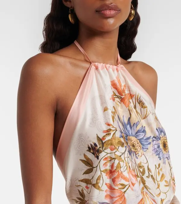 Etro Floral Halterneck Silk Top - Multicoloured