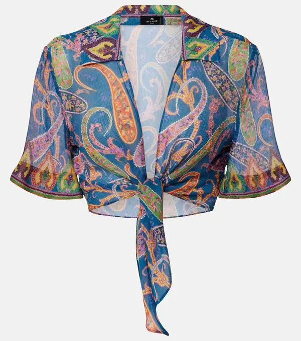 Etro Paisley Crop Top - Blue