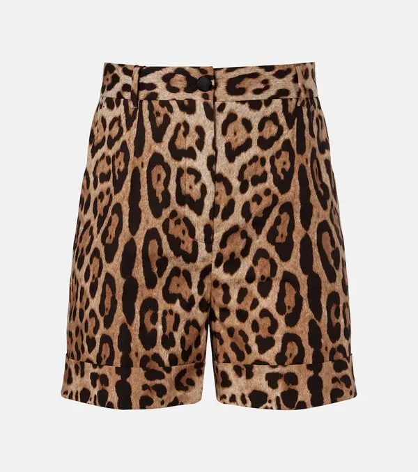 Dolce & Gabbana Leopard-print Cotton Bermuda Shorts - Brown