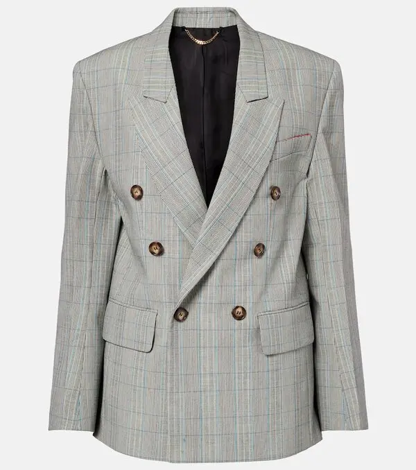 Victoria Beckham Virgin Wool Double-breasted Blazer - Grey