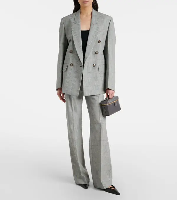 Victoria Beckham Virgin Wool Double-breasted Blazer - Grey