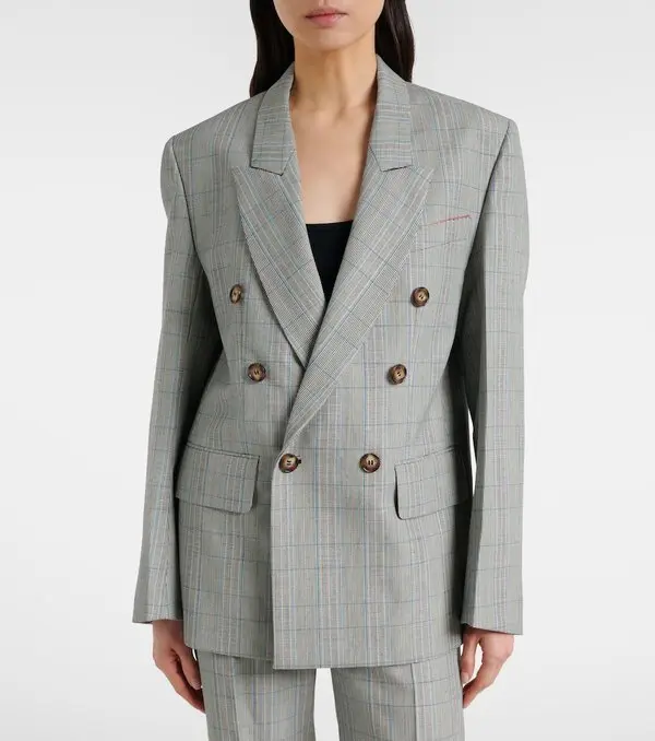 Victoria Beckham Virgin Wool Double-breasted Blazer - Grey