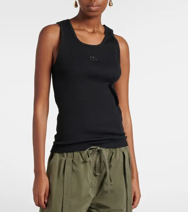 Dolce & Gabbana Embellished Ribbed-knit Tank Top - Black