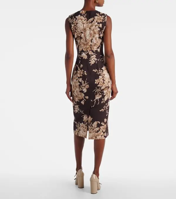 Dolce & Gabbana Floral Silk-blend Charmeuse Midi Dress - Brown