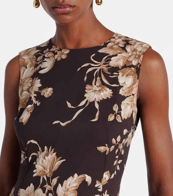 Dolce & Gabbana Floral Silk-blend Charmeuse Midi Dress - Brown