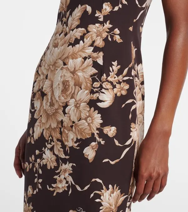Dolce & Gabbana Floral Silk-blend Charmeuse Midi Dress - Brown