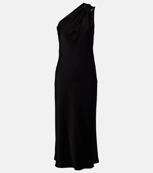 Max Mara Entrata Satin Midi Dress - Black