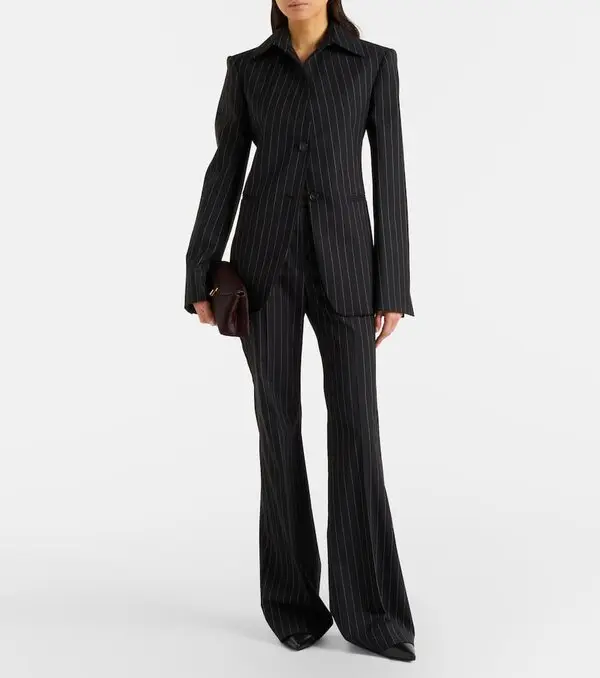 Sportmax Rive Striped Wool-blend Gabardine Blazer