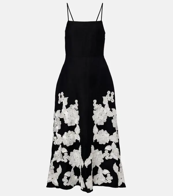 Simkhai Annabella Linen-blend Midi Dress - Black