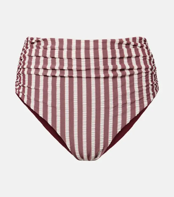 Simkhai Striped Bikini Bottom - Burgundy