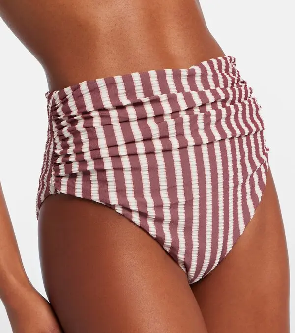 Simkhai Striped Bikini Bottom - Burgundy