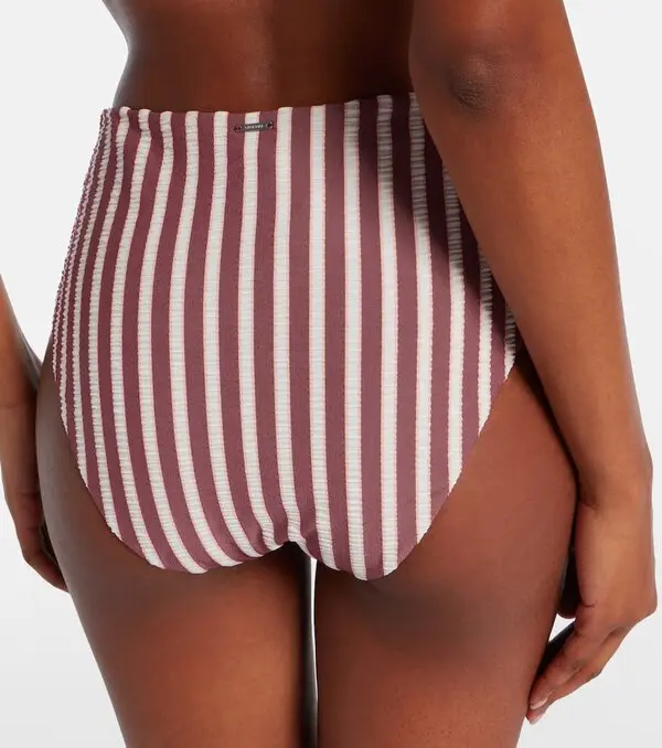 Simkhai Striped Bikini Bottom - Burgundy