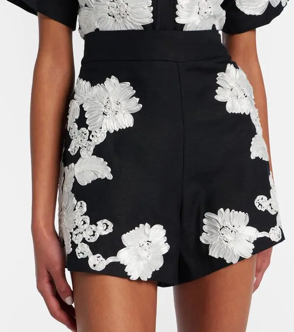 Simkhai Sammi Embroidered Linen-blend Shorts