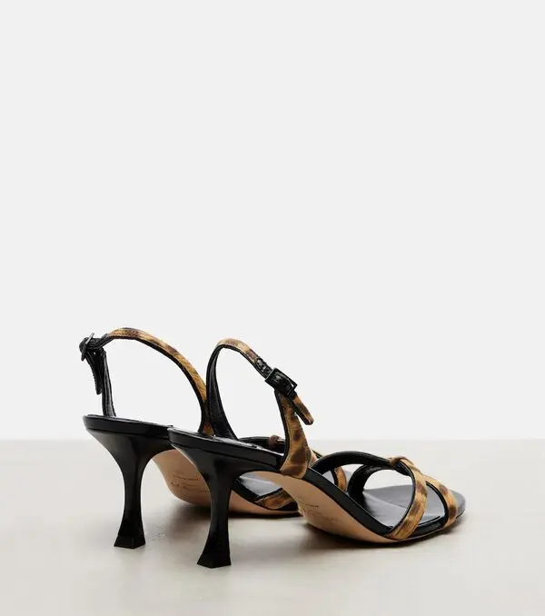 JIMMY CHOO Elsy 70 Calf Hair-trimmed Leather Sandals - Beige