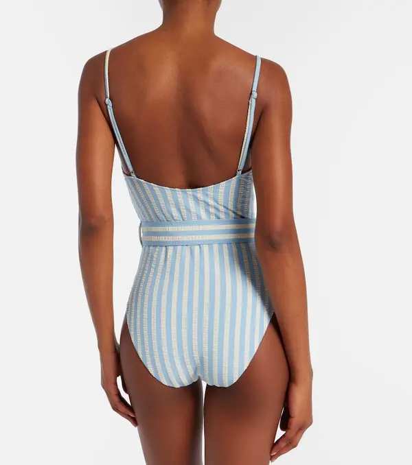 Simkhai Belted Striped Swimsuit
