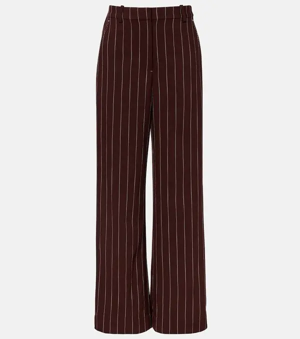 Simkhai Tavar Pinstripe Wide-leg Pants - Brown