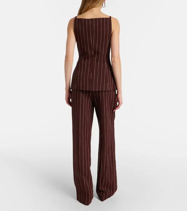 Simkhai Tavar Pinstripe Wide-leg Pants - Brown