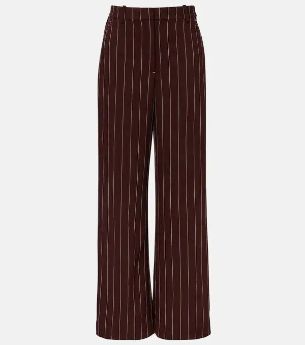 Simkhai Tavar Pinstripe Wide-leg Pants - Burgundy
