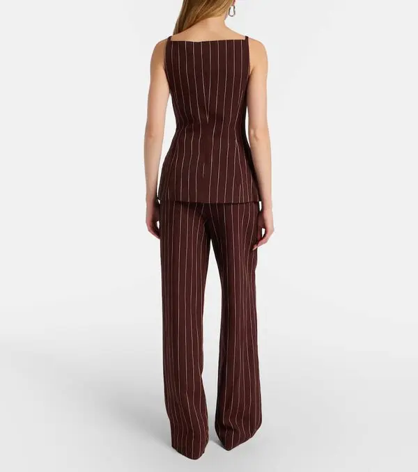 Simkhai Tavar Pinstripe Wide-leg Pants - Burgundy