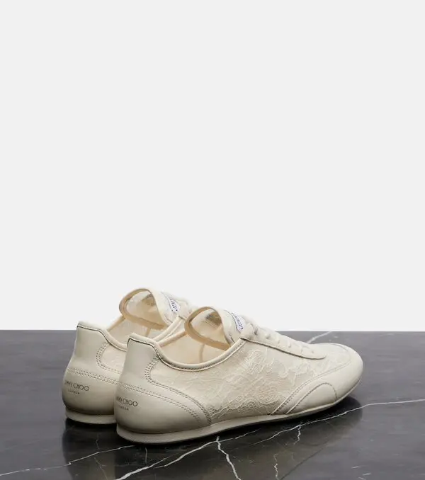 JIMMY CHOO Sunny Leather-trimmed Lace Sneakers - White