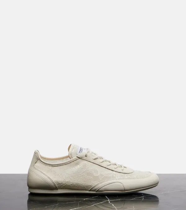 JIMMY CHOO Sunny Leather-trimmed Lace Sneakers - White