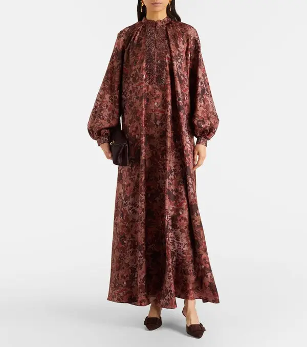 Max Mara Alpe Embellished Silk Maxi Dress