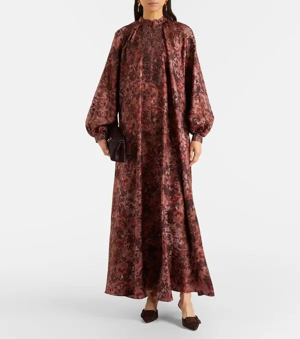 Max Mara Alpe Embellished Silk Maxi Dress - Multicoloured