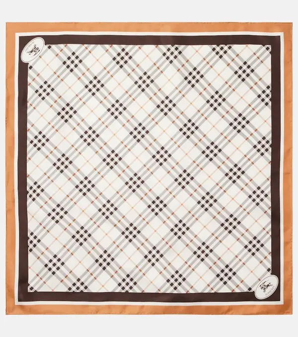 Burberry Check Silk Twill Scarf - Brown
