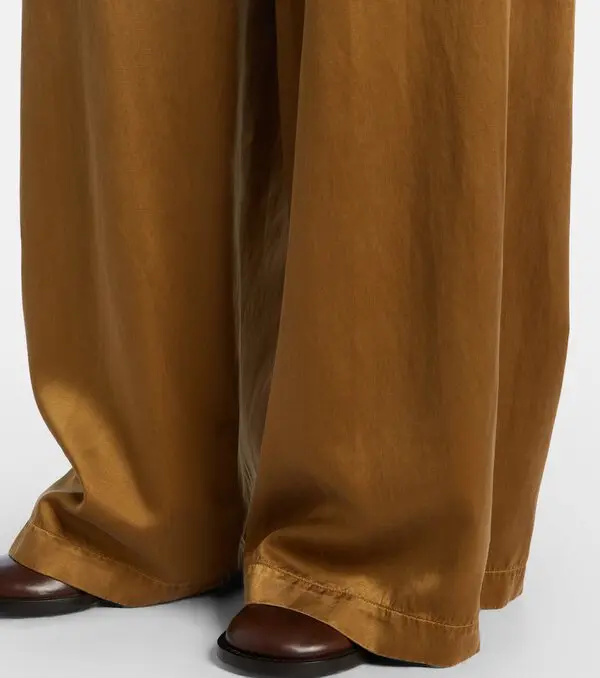 Dries Van Noten Pleated High-rise Wide-leg Pants - Brown