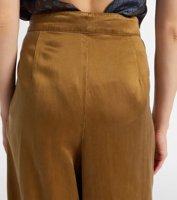 Dries Van Noten Pleated High-rise Wide-leg Pants - Brown