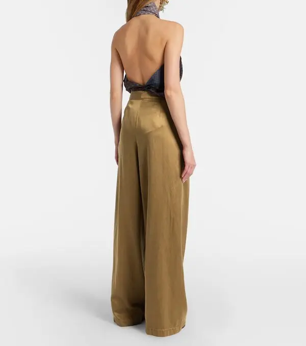 Dries Van Noten Pleated High-rise Wide-leg Pants - Brown
