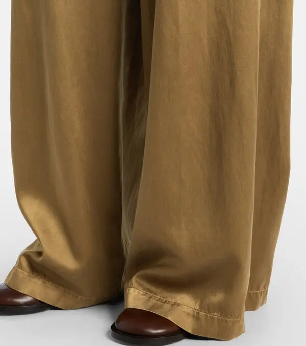 Dries Van Noten Pleated High-rise Wide-leg Pants - Brown