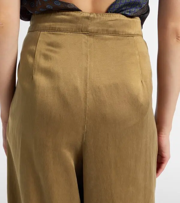 Dries Van Noten Pleated High-rise Wide-leg Pants - Brown