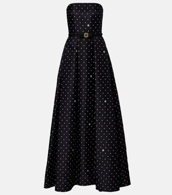 Elie Saab Belted Polka-dot Gown