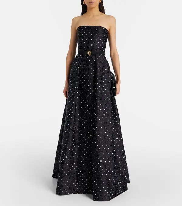 Elie Saab Belted Polka-dot Gown