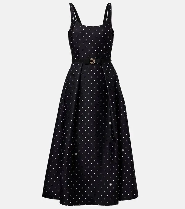 Elie Saab Polka-dot Midi Dress - Black