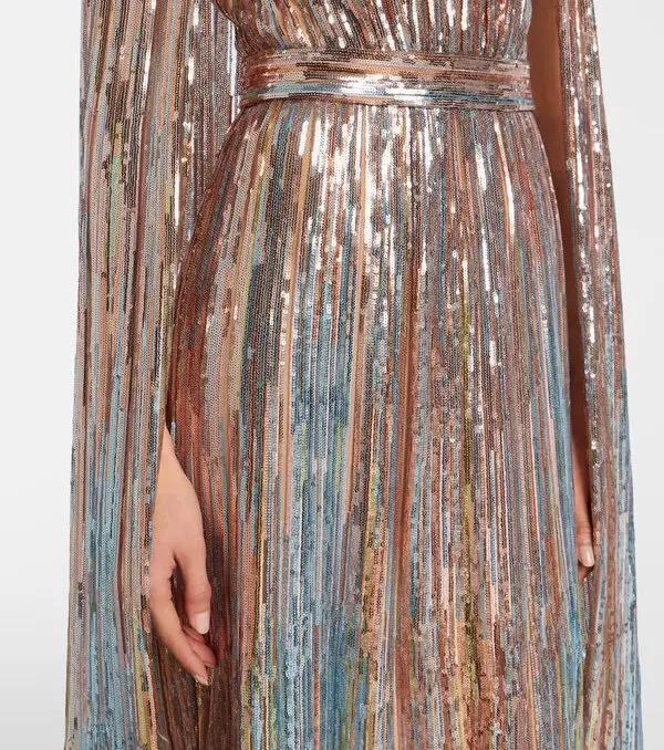 Elie Saab Sequined Caped Gown