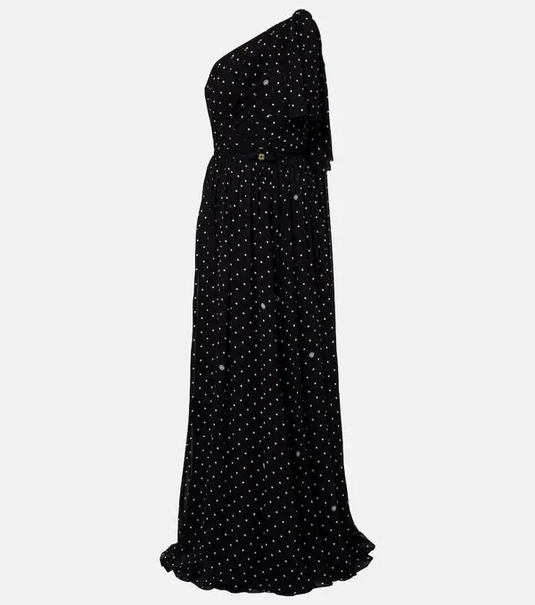 Elie Saab Polka-dot One-shoulder Gown