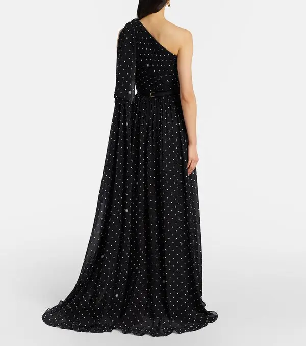 Elie Saab Polka-dot One-shoulder Gown