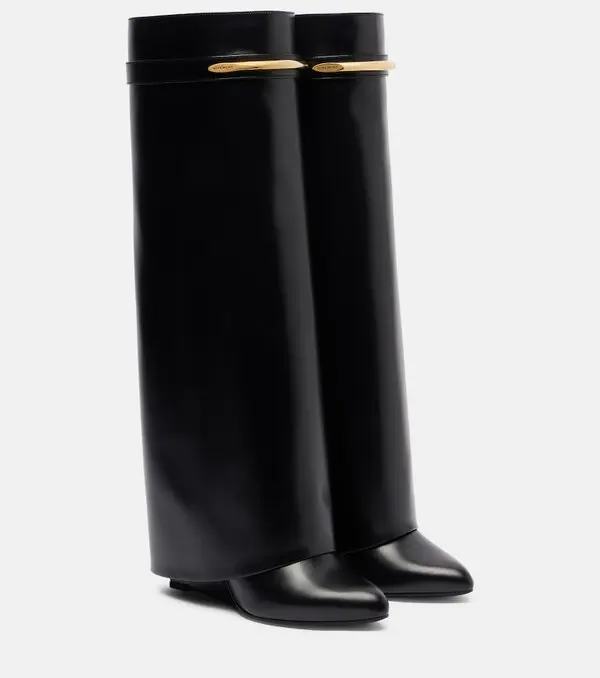 Givenchy Shark 95 Leather Knee-high Boots - Black