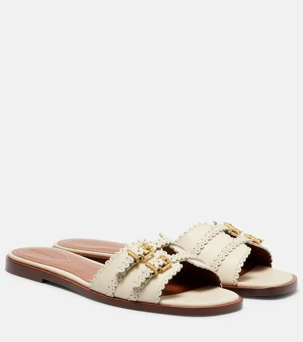 Zimmermann Goldie Leather Slides - White