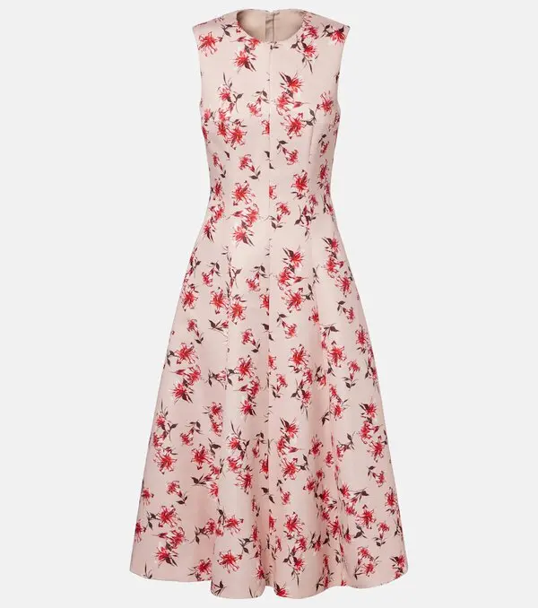 EMILIA WICKSTEAD Mara Floral Faille Taffeta Midi Dress - Pink
