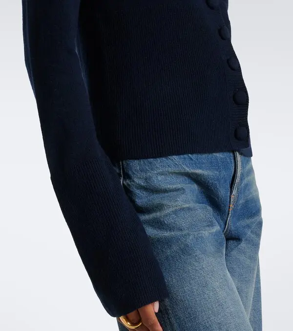 Chloé Logo Wool Cardigan - Blue