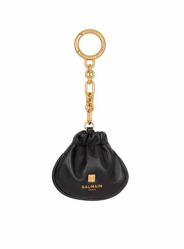 Balmain Pulse Leather Key Ring - Black